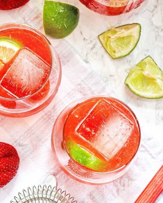 Strawberry Rhubarb Daiquiri Recipe - Honey and Birch
