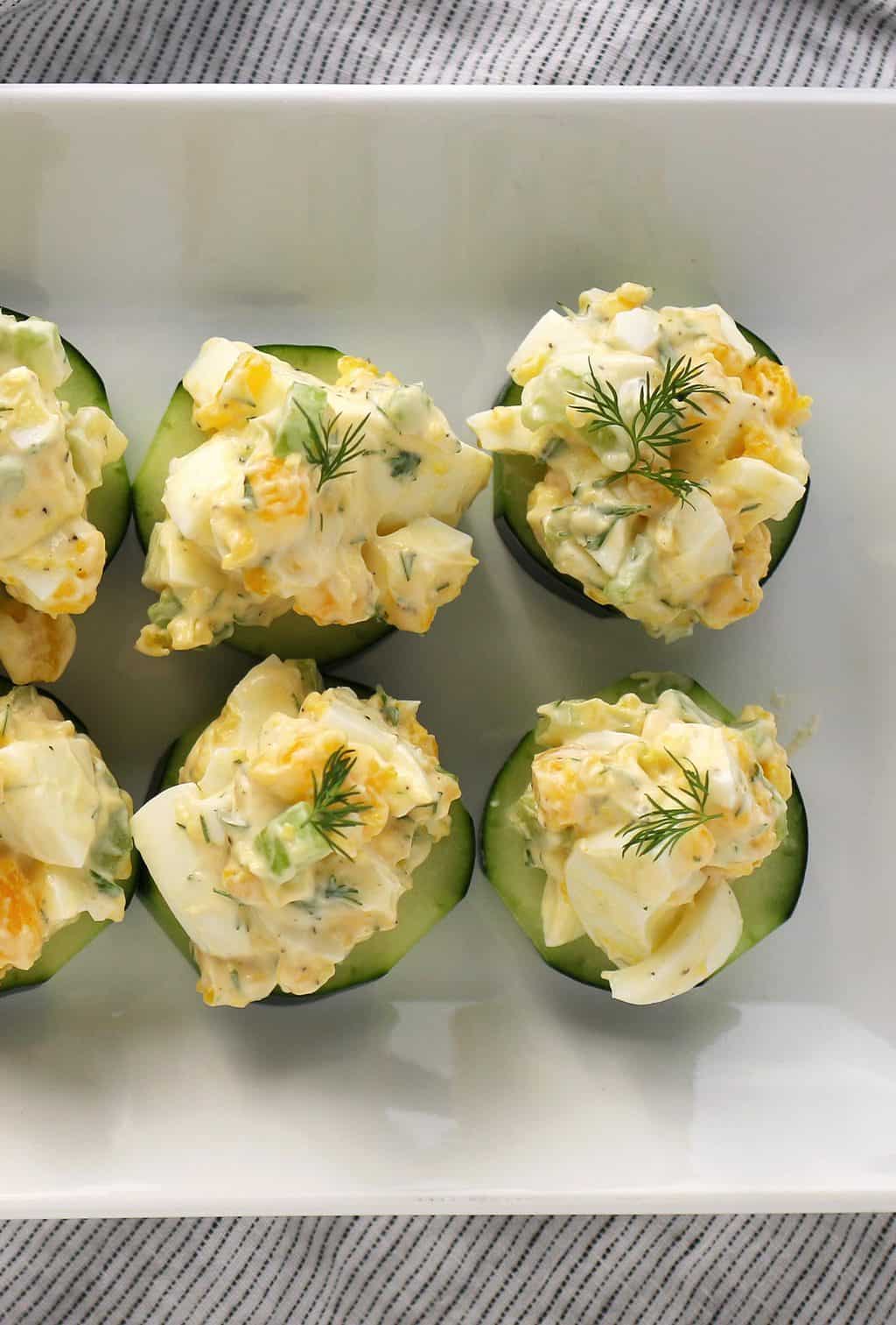 Egg Salad Cucumber Canapé - Vegetarian Appetizer » Honey and Birch