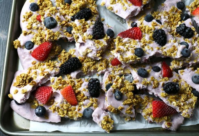 Triple Berry Jam Frozen Yogurt Bark » The Thirsty Feast by honey and birch