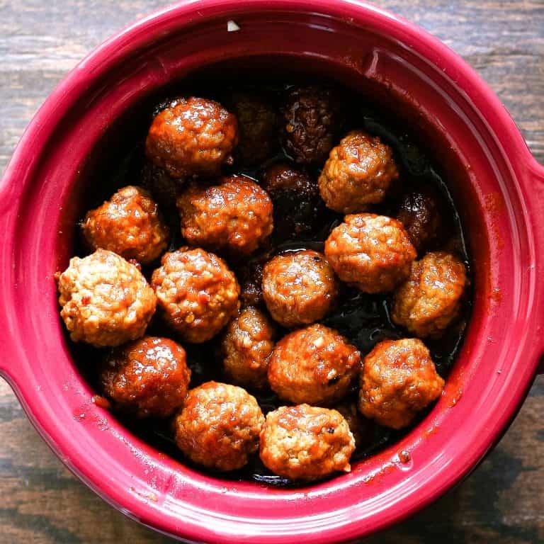 Slow Cooker Sweet and Spicy Meatballs » The Thirsty Feast by honey and ...