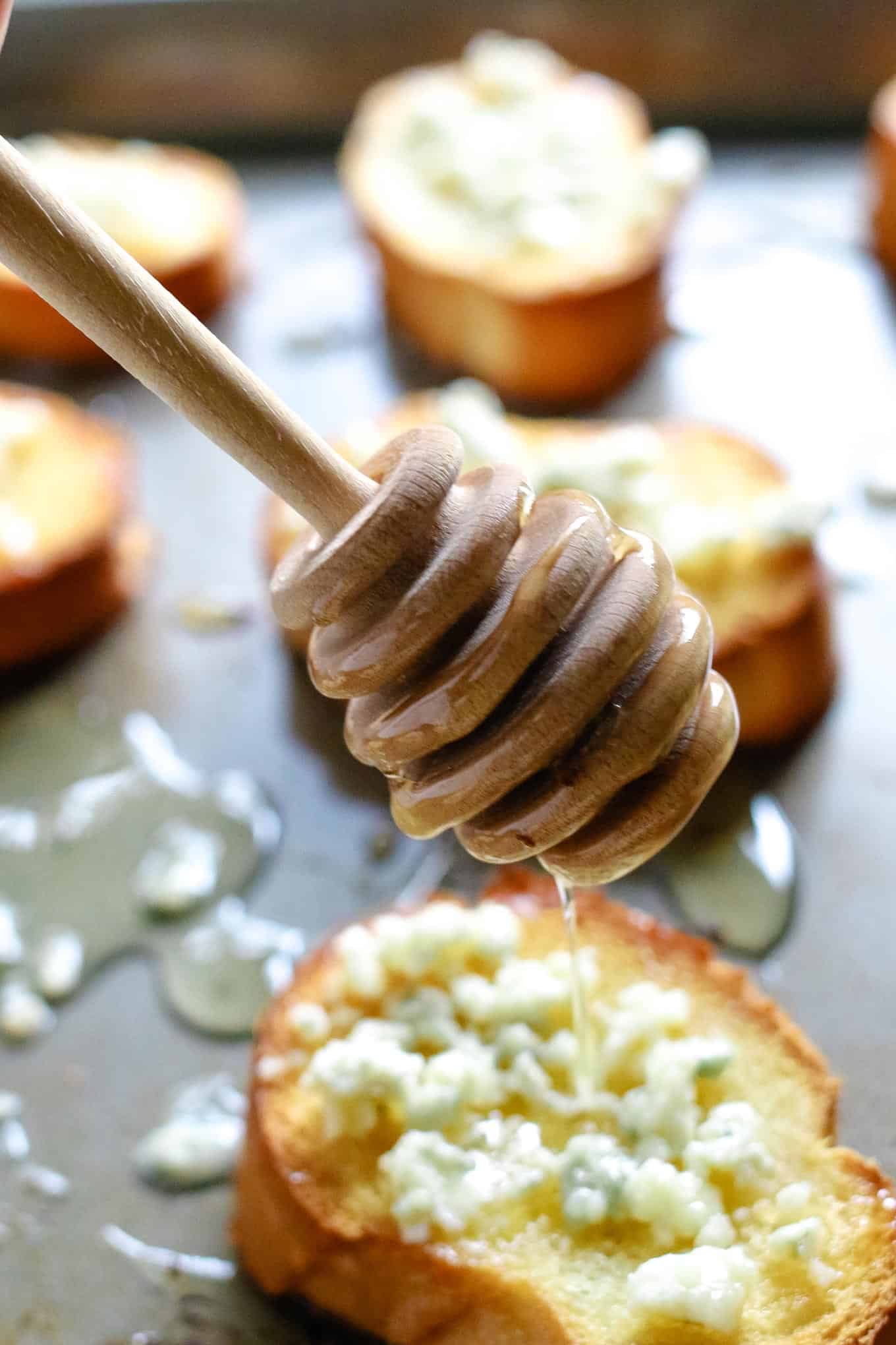 Blue Cheese Honey Crostini » The Thirsty Feast by honey and birch